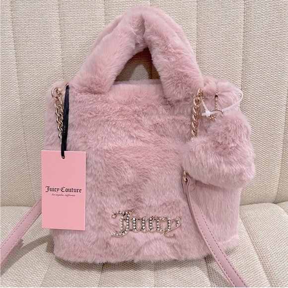 Juicy Couture | Bags | New Juicy Couture Pink Dusty Blush Fluffy Mini ...